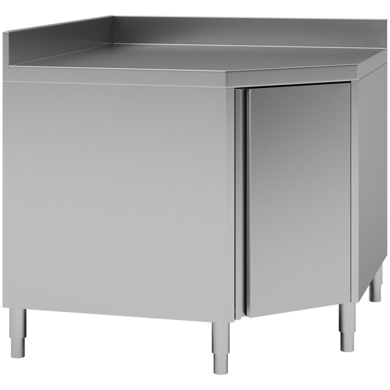 Commercial Worktop Floor Cupboard Corner unit Hinged door Stainless ...