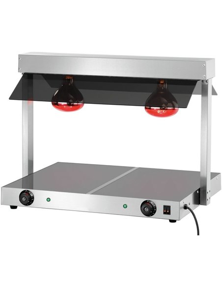 Buffet food warmer with gantry Tempered glass 2 infrared lamps Sneeze ...