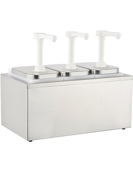 Commercial Condiment/Sauce Pump Dispenser 3x2 litre Stainless steel ...