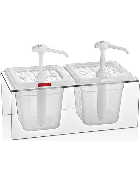 Condiment/Sauce Dispenser with Stand 2x2 litre pumps Plastic | DA-GDP02