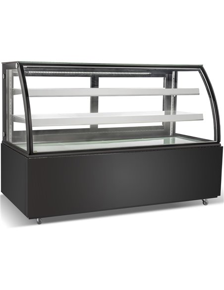 Cake counter Curved front 1800x730x1300mm 3 shelves Black base LED | DA ...