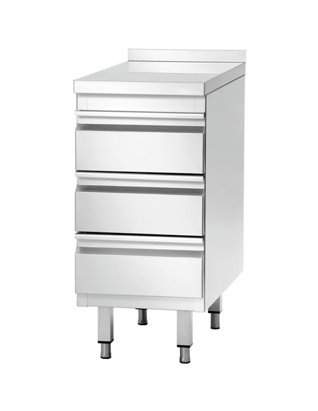Commercial drawer cabinet Stainless steel 3 drawers Upstand Width 500mm ...