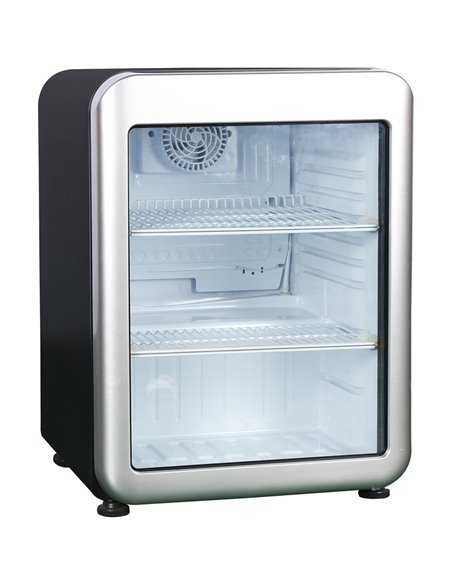 Retro Fridge Undercounter 68 litres Black/Silver Glass door A+ ...