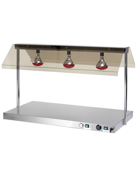 Buffet food warmer with gantry Stainless steel 3 infrared lamps Sneeze ...
