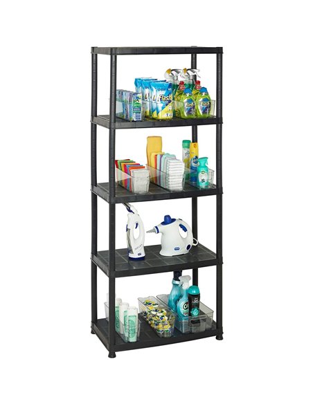 Professional Plastic Shelving Unit 5 tier Black 600x300x1735mm ...