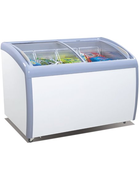 Commercial Display Chest freezer Curved sliding glass lid 330 litres ...
