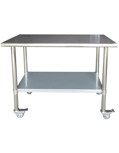 Commercial Mobile Work table Stainless steel Bottom shelf 600x450x900mm ...
