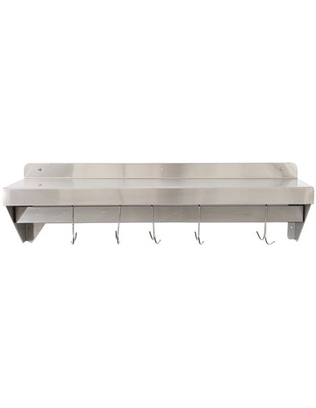Wall shelf with Pot rack 15 hooks Stainless steel 1500x300x254mm | DA ...