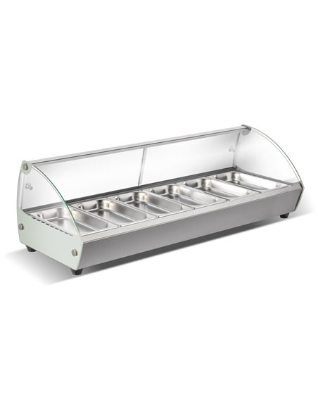 Countertop Curved Front Heated Display Case 6xGN1/3 Stainless Steel ...