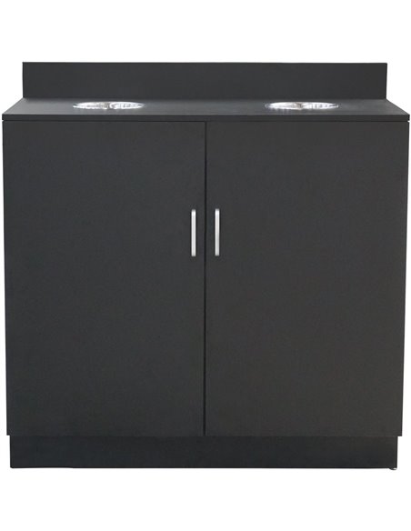 Double Waste Bin Enclosure Cabinet with Drop hole 1138x560x1160mm Black ...