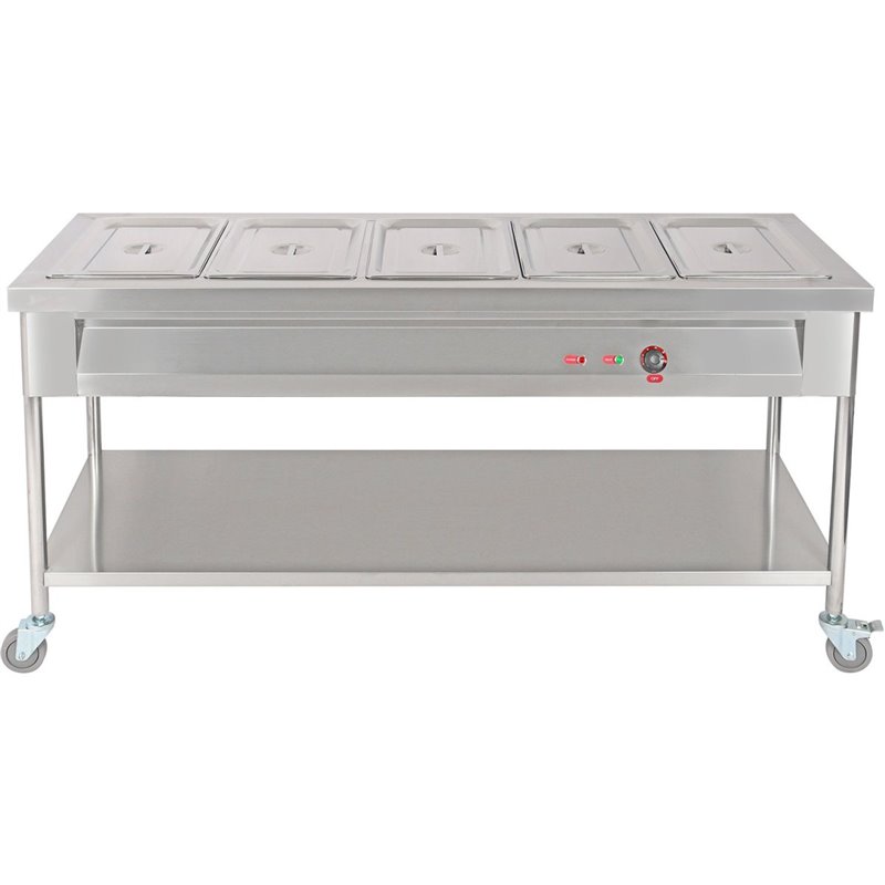 Mobile Food Warming Table 5xGN1/1 | Stalwart DA-PFT18070