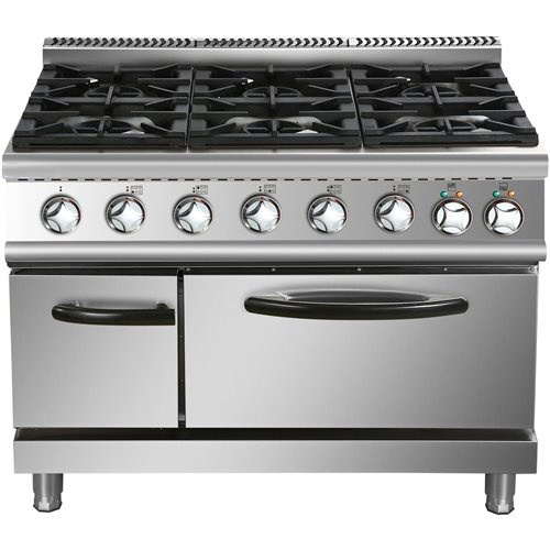 Professional Gas range 6 burners 45kW Electric Oven 5.8kW 700mm Depth ...