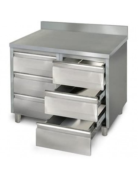 Commercial drawer cabinet Stainless steel 6 drawers Upstand Width ...