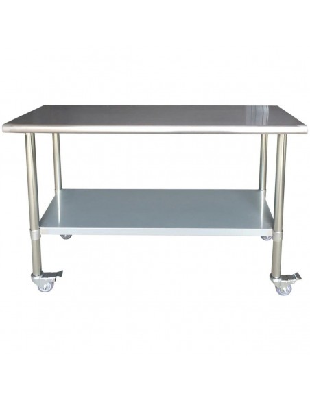 Commercial Mobile Work Table Stainless Steel Bottom Shelf ...