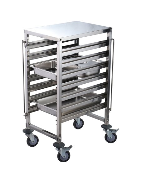 Rack/Tray/Pan Trolley Stainless Steel Gastronorm GN1/1 6 Tier with Top ...