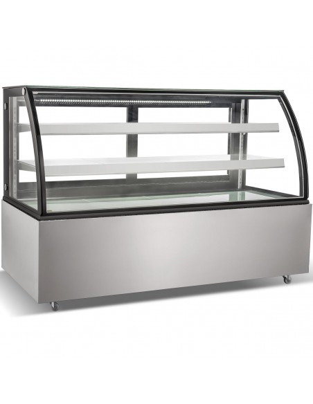 Cake Counter Curved Glass Front 1500x730x1200mm 2 shelves Stainless ...