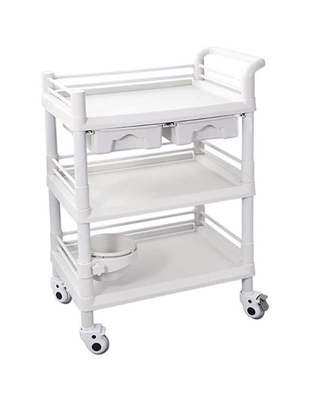 Professional 3 Tier Mobile Trolley 2 Drawers ABS 750x530x980mm ...