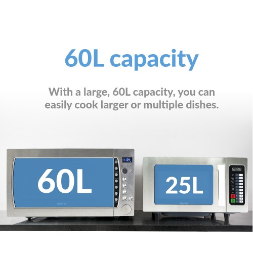 Extra Large 60 Ltr Commercial Microwave Oven 1200W with Humidity Sensor ...