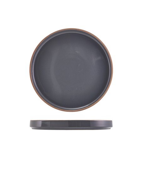 GenWare Kava Dark Grey Stoneware Presentation Plate 25cm - Pack of 6