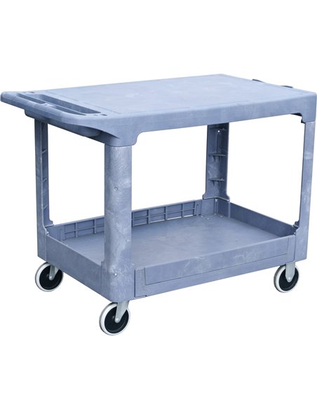 Professional Heavy Duty 2-Tier Plastic Utility Trolley with Raised Edge ...