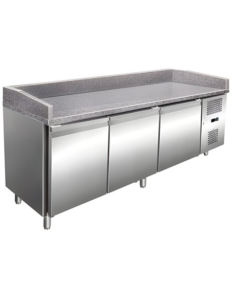 457 Ltr 3 Door Stainless Steel Refrigerated Prep Counter With Granite ...