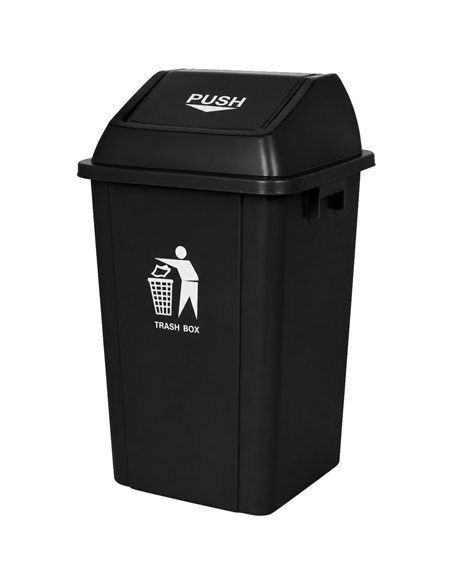 Commercial Push Lid Waste Bin 120L Black Polypropylene 560 x 475 x ...