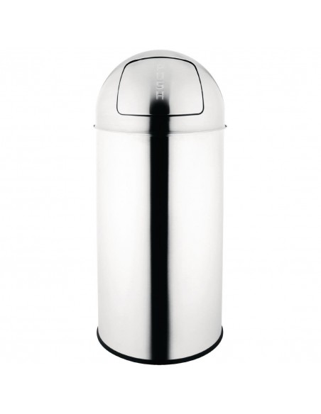 Bolero Stainless Steel Push Top Bullet Bin Silver 40Ltr | U803