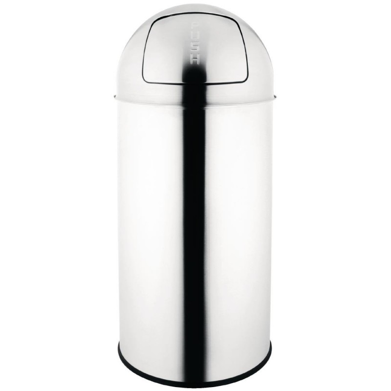Bolero Stainless Steel Push Top Bullet Bin Silver 40Ltr | U803