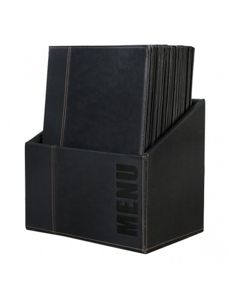 Contemporary Menu Box + 20 A4 Black Menus | NEV-MC-BOX-TRA4-BL